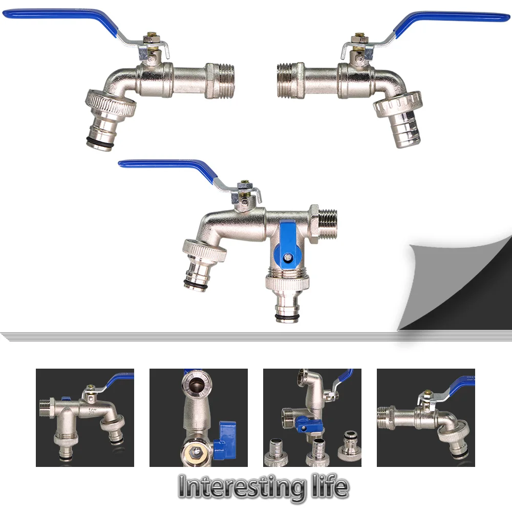 Grifo-de-agua-de-lat-n-azul-Conector-de-cisterna-IBC-de-1-2-pulgadas ...