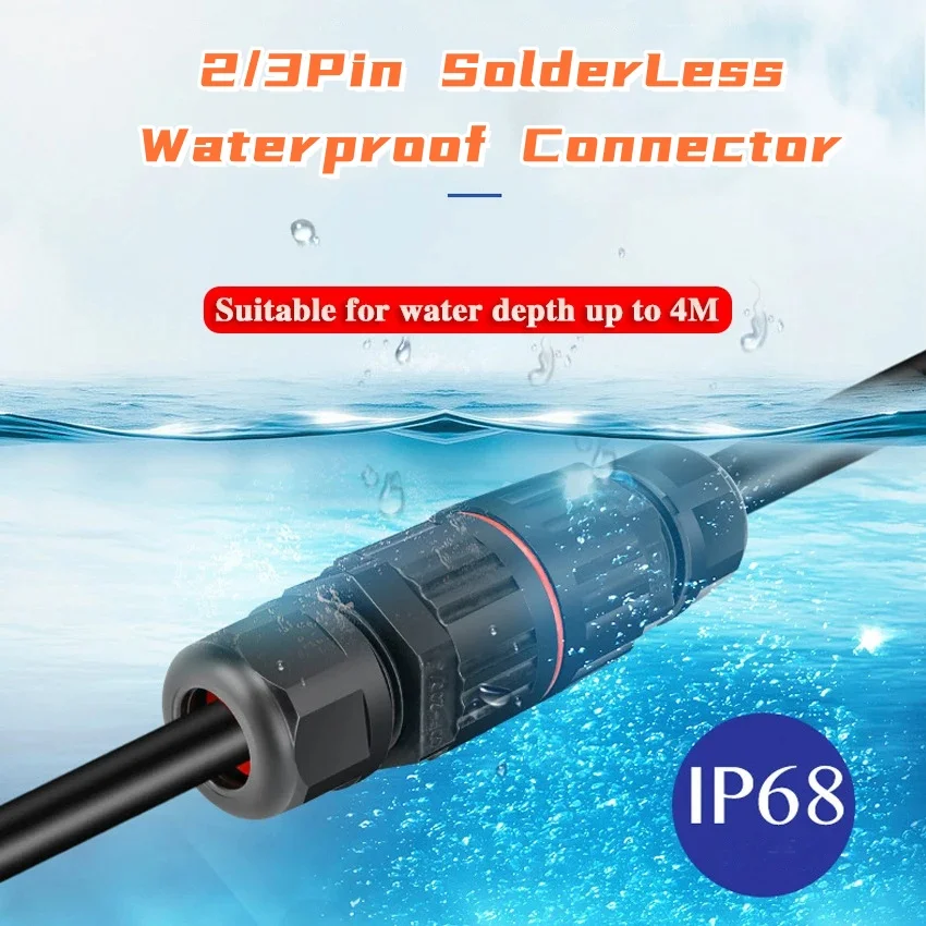 IP68-Electrical-Waterproof-Connector-Wire-Cable-2-3-Pin-Outdoor-Plug-Straight-Quick-Push-in ...