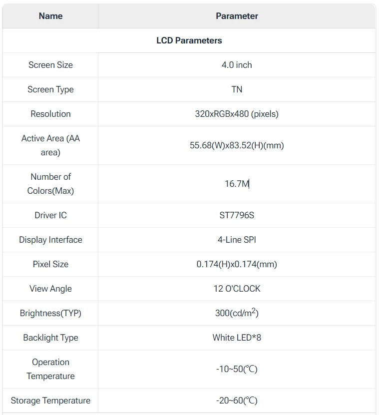 Choice 4 0 Inch With Touch 4 0 Inch 320x480 Spi Tft Lcd Module Esp32 ...