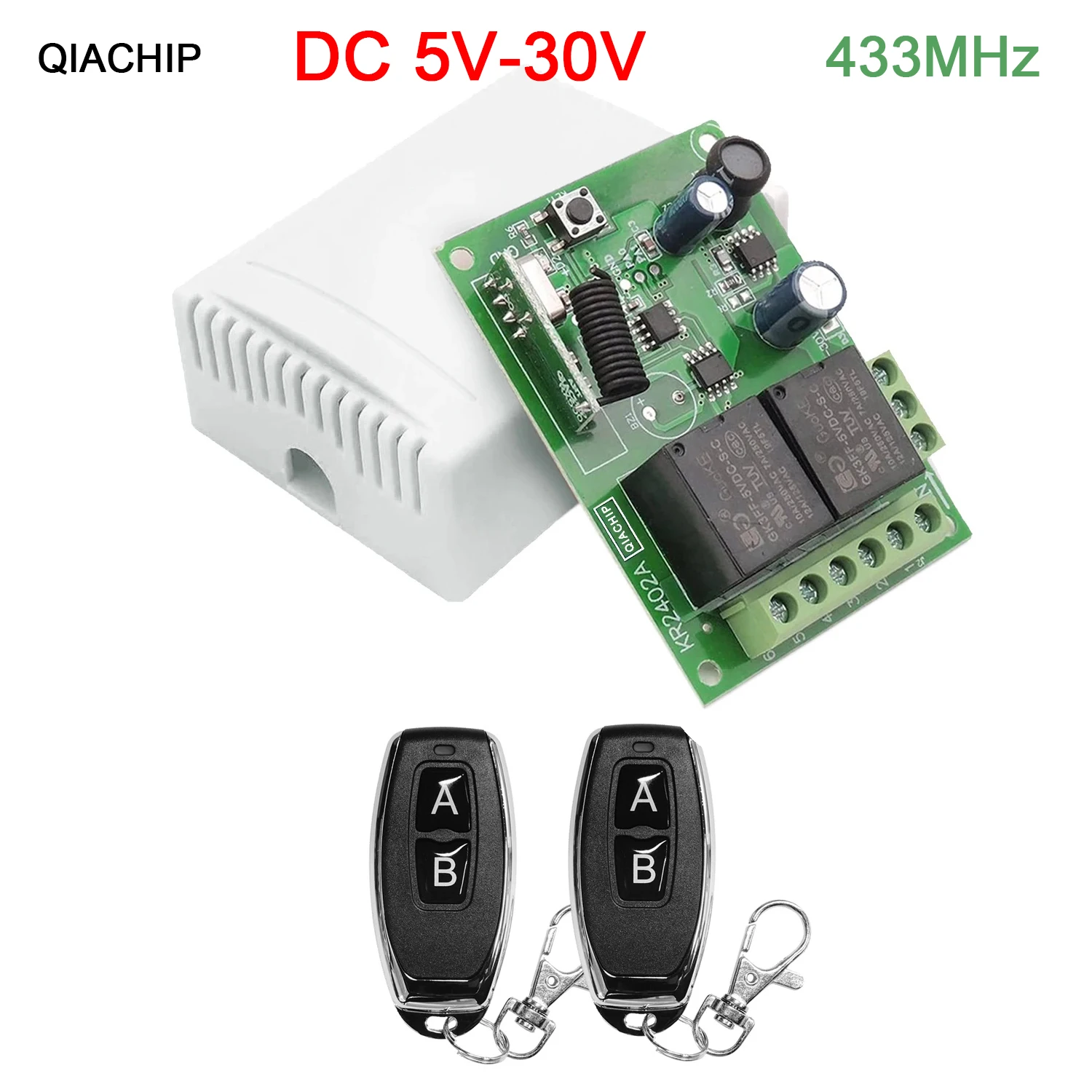 QIACHIP-433MHz-Remote-Control-Switch-Wireless-Relay-2CH-Module-RF ...