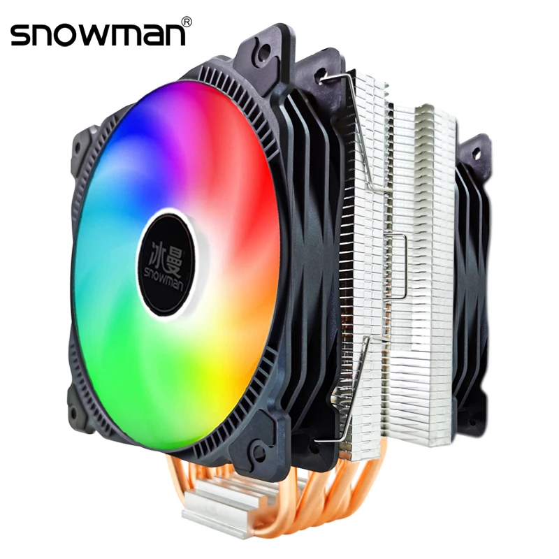 Snowman 6 Heat Pipes Cpu Cooler Argb 120mm Pwm 4 Pin For Intel Lga 2011 1700 1200 1150 1151 Amd ...
