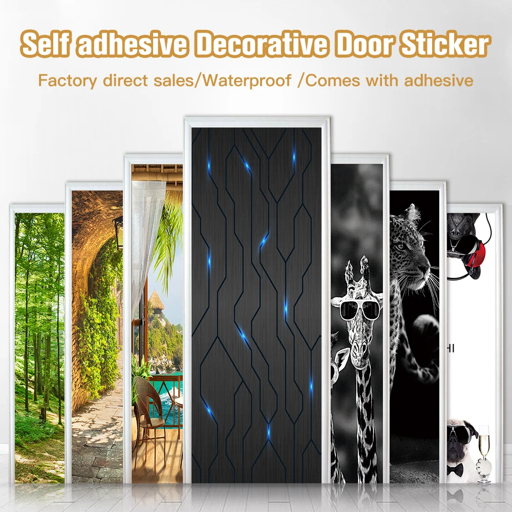 24-Styles-DIY-Door-Art-Mural-Sticker-Living-Room-Corridor-Entrance ...