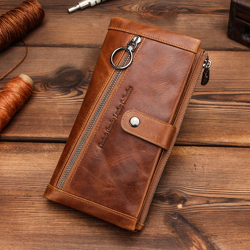 Men-Wallets-Genuine-Leather-Long-Style-Card-Holder-Male-Purse-Zipper ...