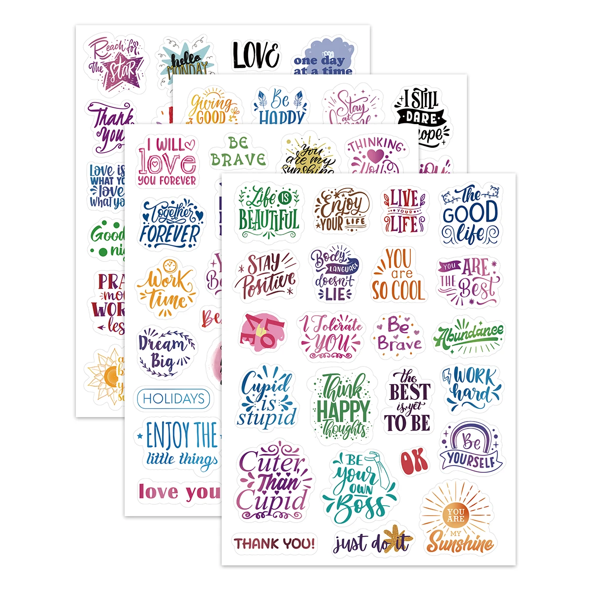 4 Sheets Inspirational Quote Stickers,Motivational Vinyl Stickers for ...