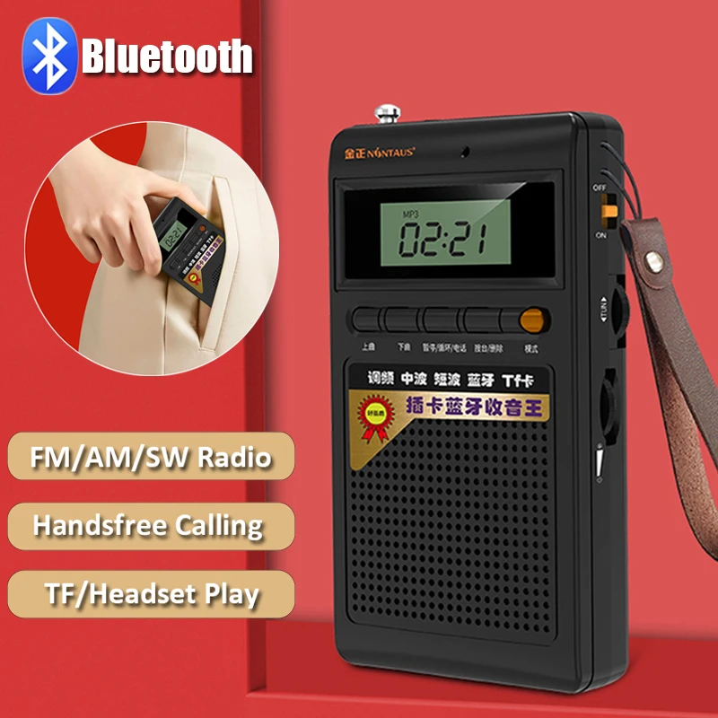 Portable Mini Radio Pocket FM/AM/SW Radios Receiver Bluetooth Stereo ...