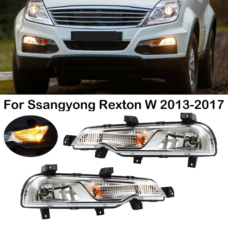 For-Ssangyong-Rexton-W-2013-2017-Front-Bumper-Fog-Light-Daytime-Running ...