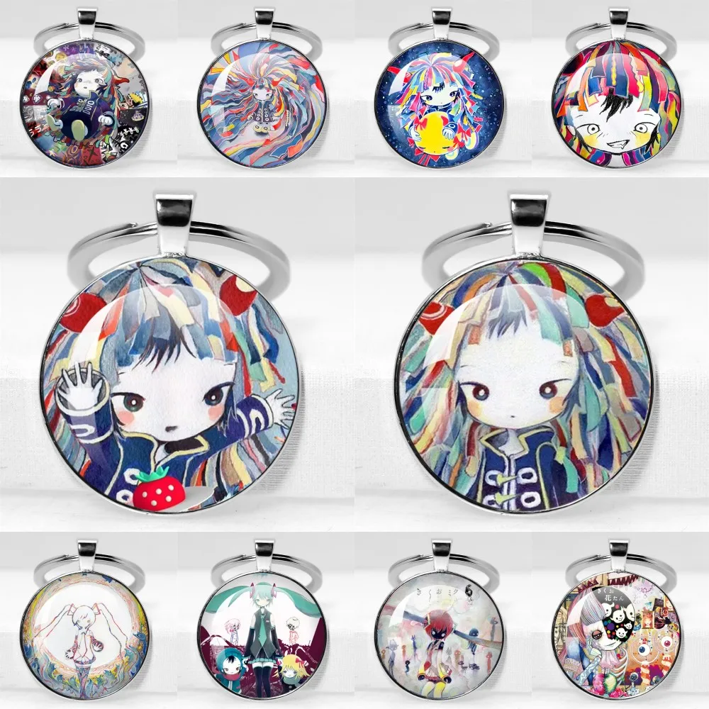 Kikuo Anime Character Handmade Cute Cartoon Keychain Glass Cabochon ...