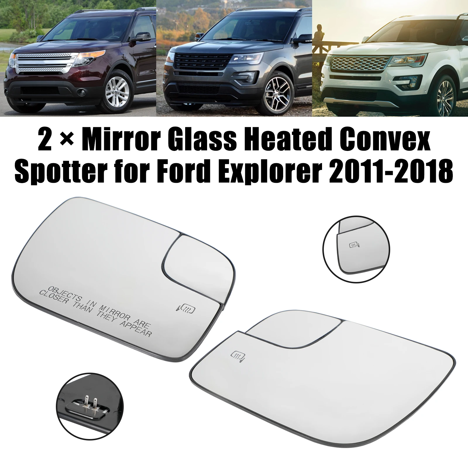 Artudatech Left&Right Mirror Glass Heated Convex Spotter for Ford ...