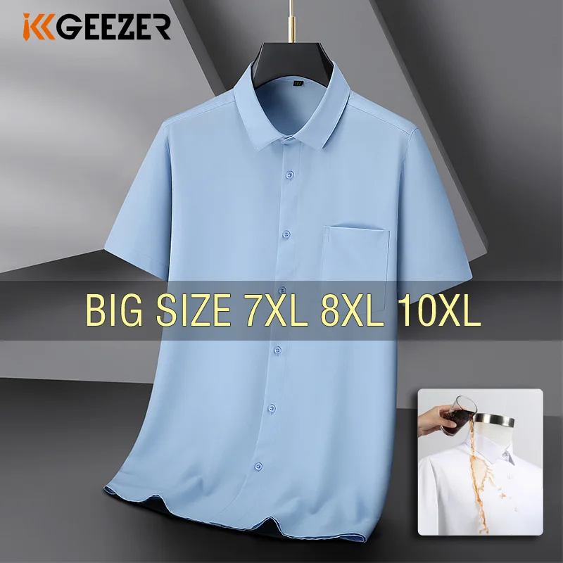 Men-Shirt-Short-Sleeve-Summer-Waterproof-Antifouling-Oversize-6XL-7XL ...