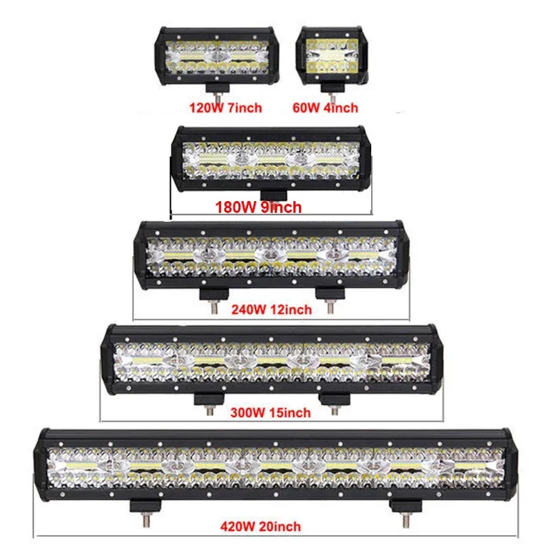 12v 24v 6000k 4x4 Off Road LED Work Light Lightbar Flood Led Combo Beam ...