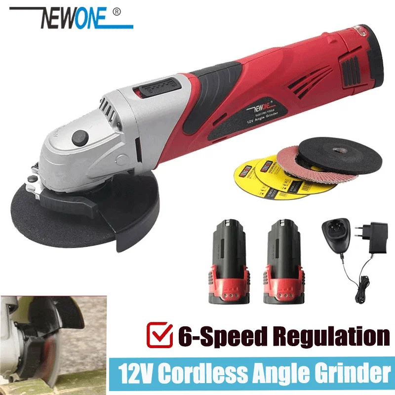 12-Volt 2000mAh Cordless Lithium-ion Angle Grinder Tool 100mm Disc ...