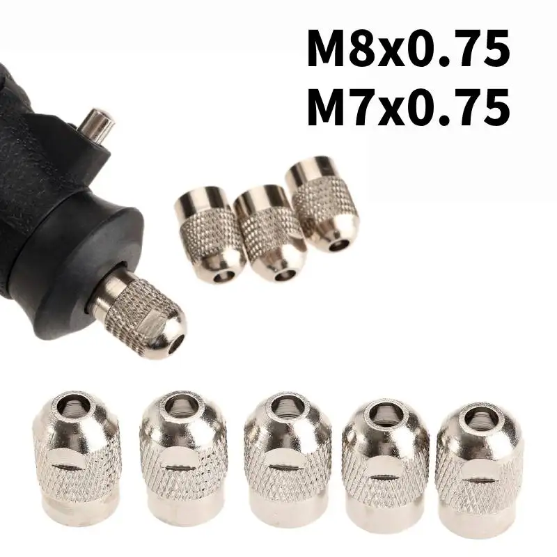 1/2/5pc M8/M7x0.75 Electric Mill Shaft Screw Cap Nut Accessories Collet ...