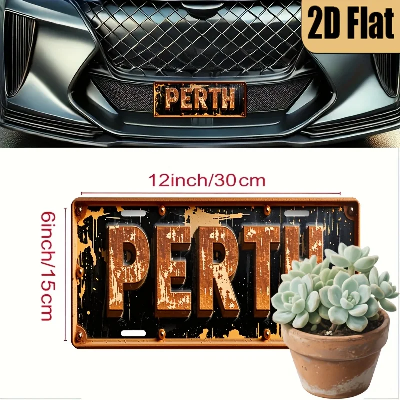 A 2D Flat Decorative Item, a Vintage-Style Aluminum License Plate ...