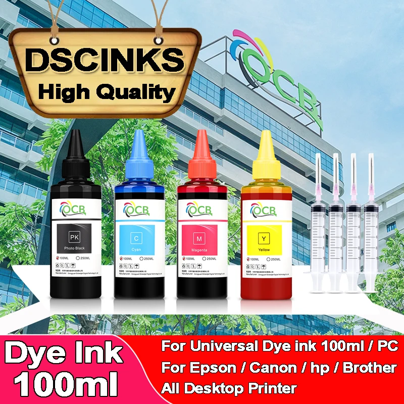 100ml-Universal-Dye-Ink-BK-C-M-Y-Kit-Compatible-For-HP-Canon-Epson ...