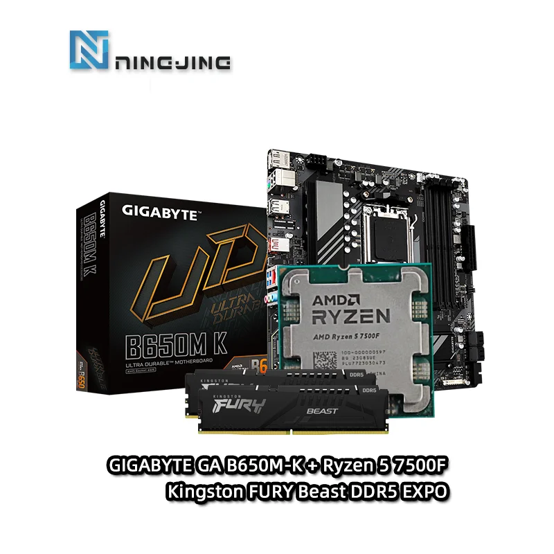 AMD-Ryzen-5-7500F-R5-7500F-CPU-GIGABYTE-GA-B650M-K-placa-base-Kingston ...