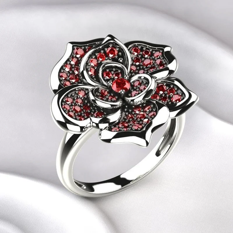 Conjunto-de-anillos-de-flores-talladas-artesanales-anillo-de-compromiso ...