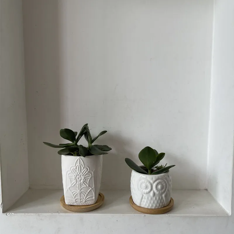 2-Pcs-European-Style-Small-Ceramics-Flower-Pot-Home-Decorations-White ...