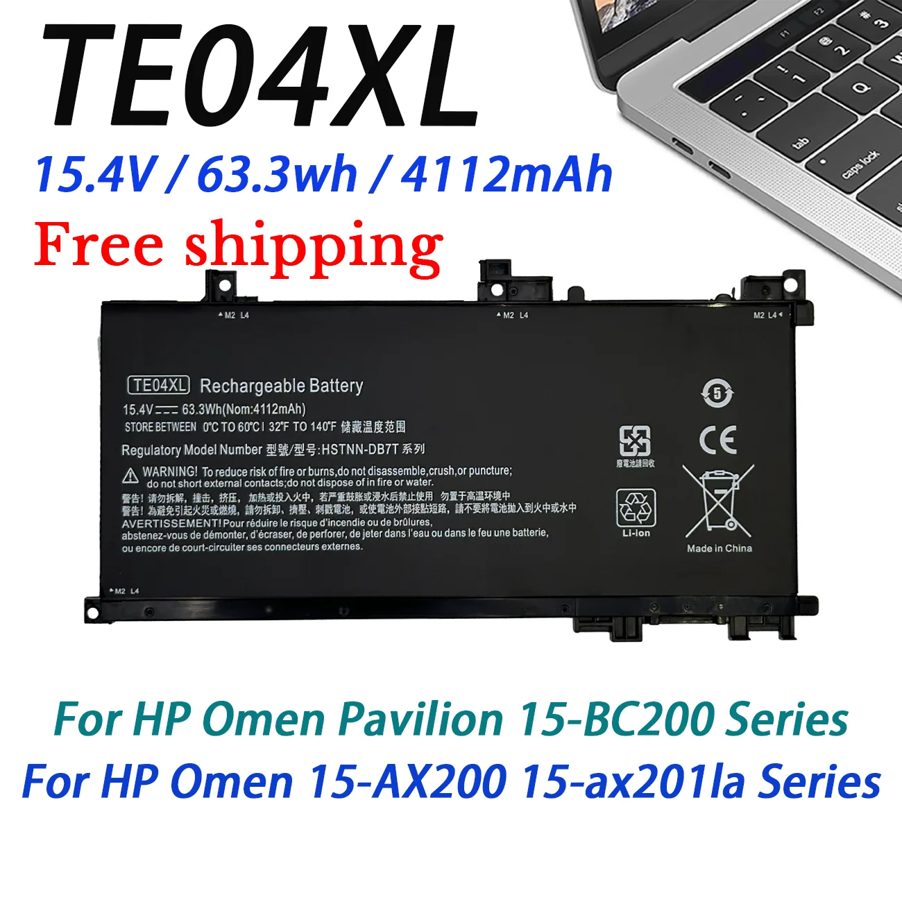New-TE04XL-Laptop-Battery-For-HP-OMEN-15-AX200-15-AX218TX-15-AX210TX-15 ...