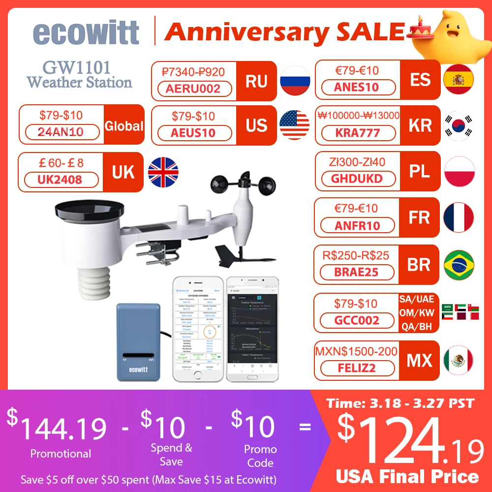 Ecowitt-GW1101-Wi-Fi-Weather-Station-WS69-Solar-Powered-7-in-1-Outdoor ...