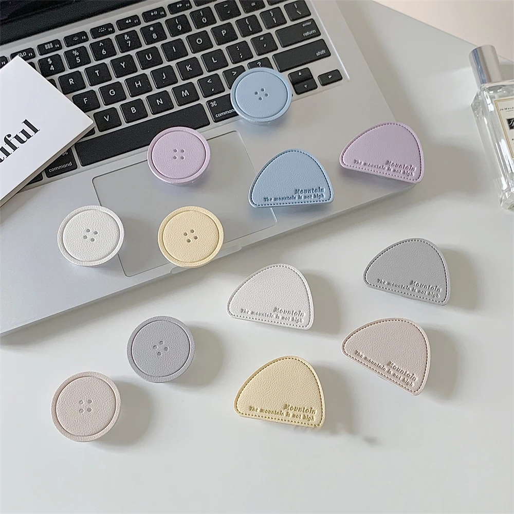 Korean Aesthetic Button Leather Phone Grip Tok Griptok Luxury Holder ...