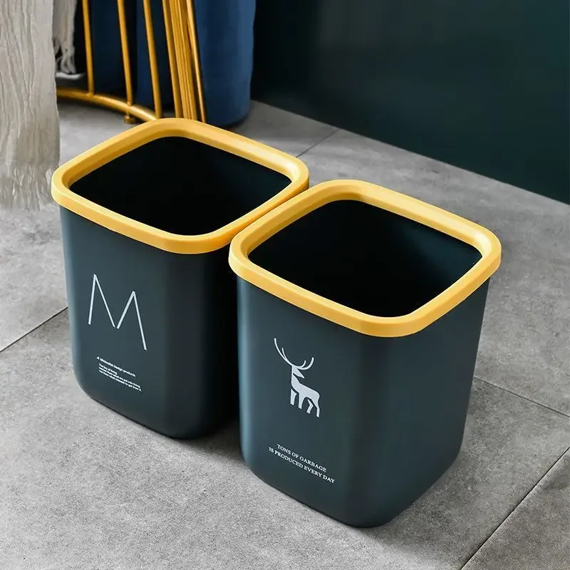 Plastic-Wastebasket-Home-Living-Room-Bedroom-Kitchen-Bathroom-No-Lid ...