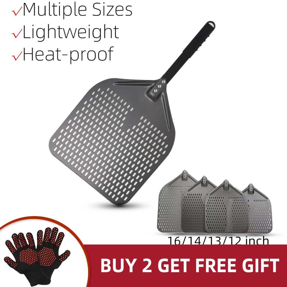 10 12 13 14 16 Inch Big Pizza Perforated Shovel Paddle Short Handle for ...