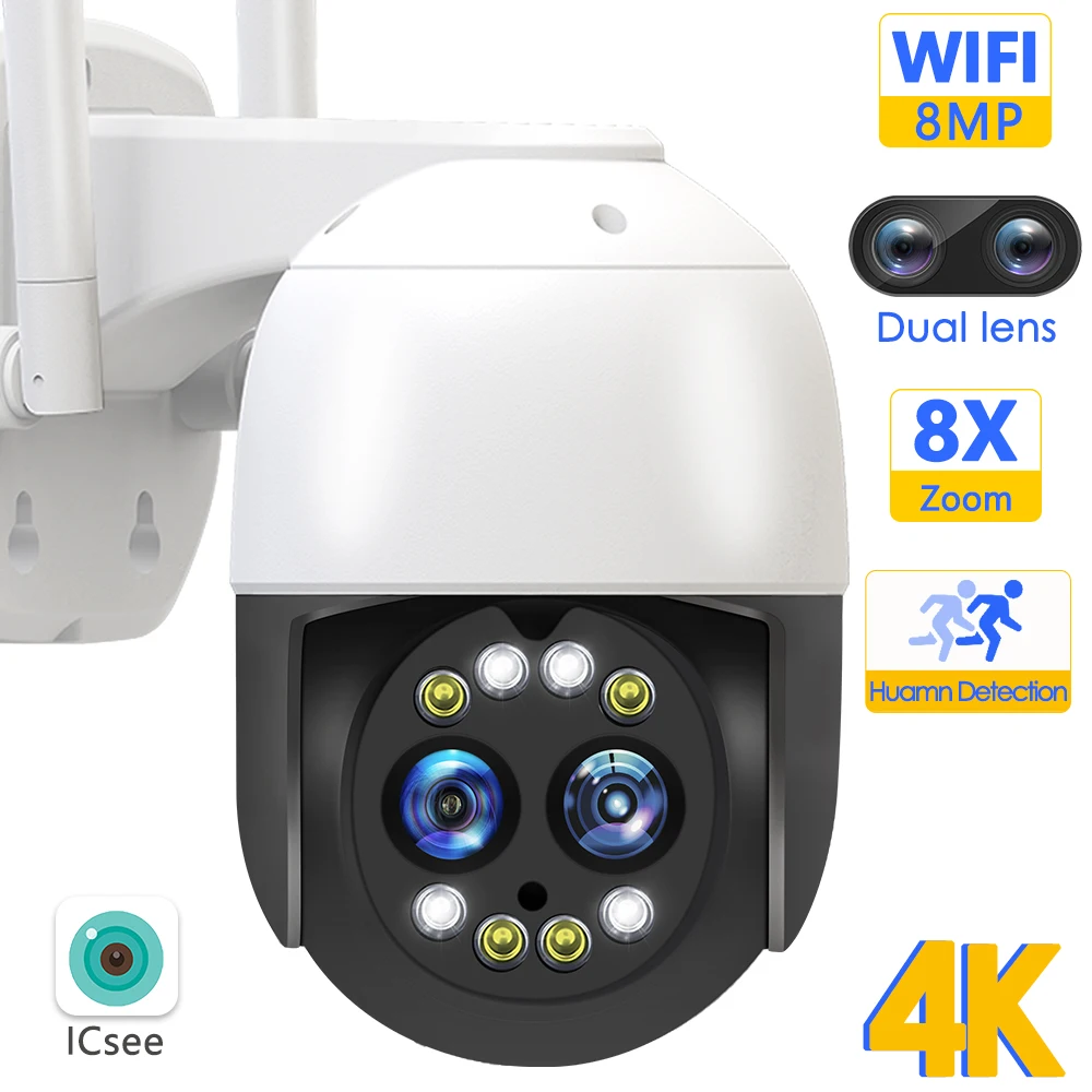 4k 8mp Ptz Camera Outdoor 8x Zoom Ai Human Detection Alexa Icsee App 2k ...