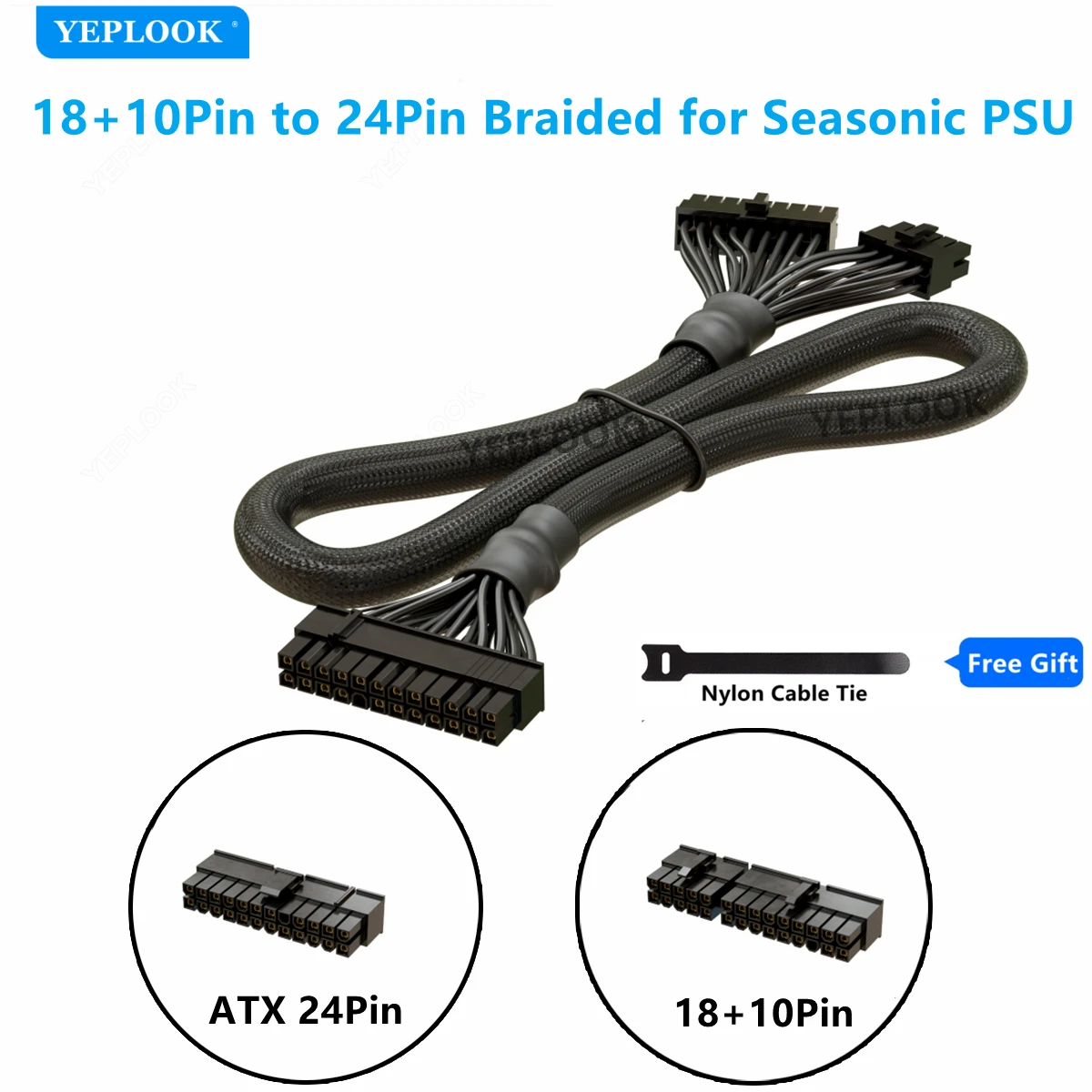 18pin+10pin To 24pin 20+4pin Power Supply Cable For Seasonic Focus Plus ...