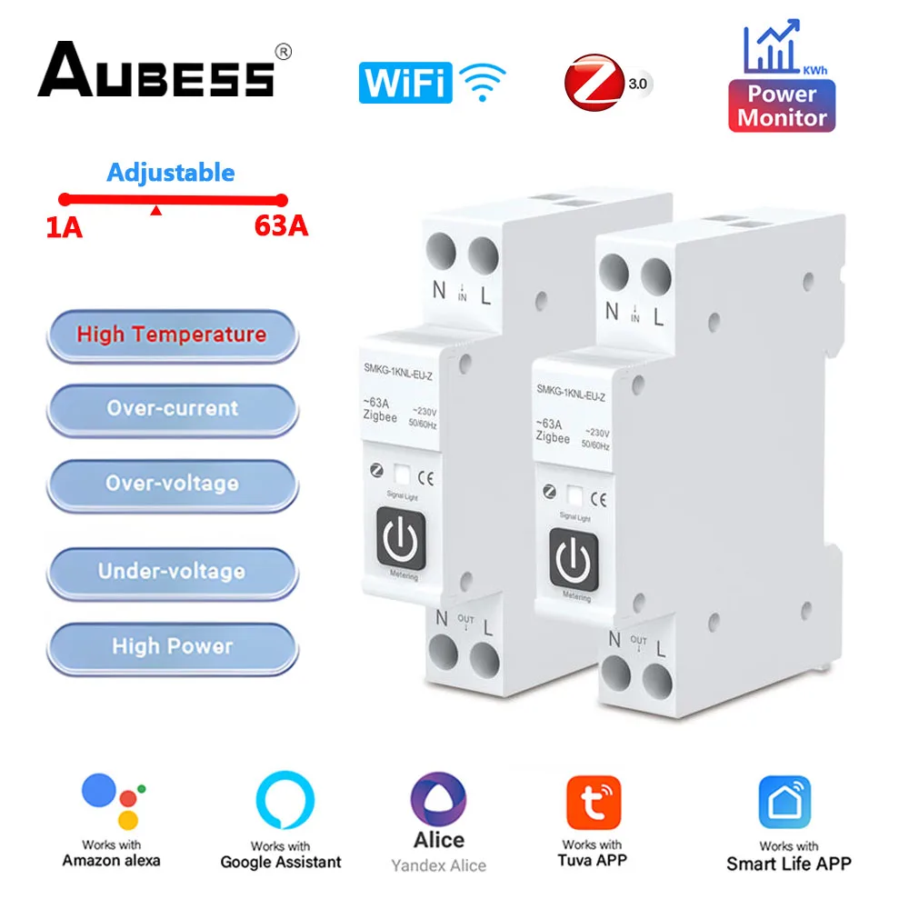 Tuya-WIFI-zigbee-Smart-Circuit-Breaker-With-Metering-1P-1-63A-Rail-DIN ...