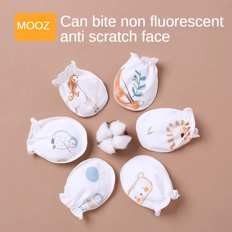 MOOZ-Baby-Gloves-Anti-Scratch-3-Pcs-Cotton-Thin-Cute-Newborn-Adjustable ...