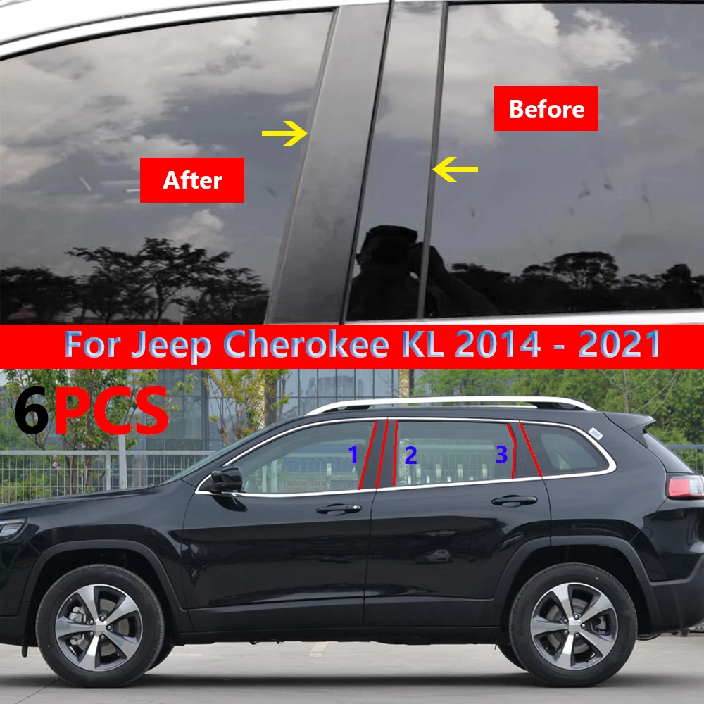 6Pcs for Jeep Cherokee KL 2014-2021 Door Window Pillar Posts Trim ...