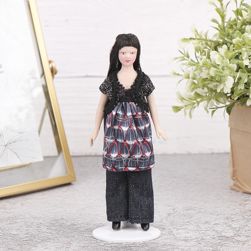 1-12-Dollhouse-Miniature-Porcelain-Doll-Model-Lady-Modern-Housewives ...