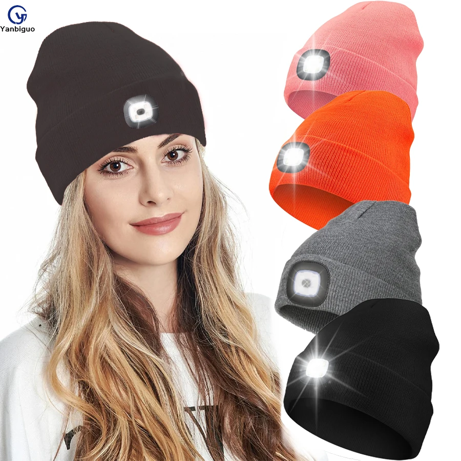 Unisex-Beanie-with-Light-USB-Rechargeable-LED-Headlamp-Hat-Winter-Warm ...