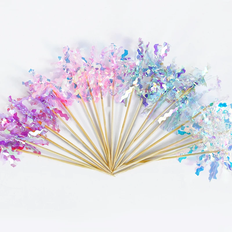 20pcs Happy Birthday Glitter Cake Topper Colorful Fireworks Tassels ...