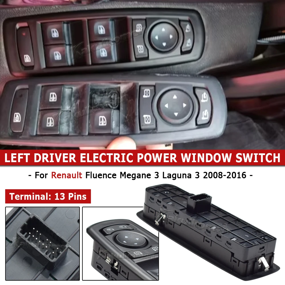 254000015R Electric Power Window Switch For Renault Fluence Megane 3 ...