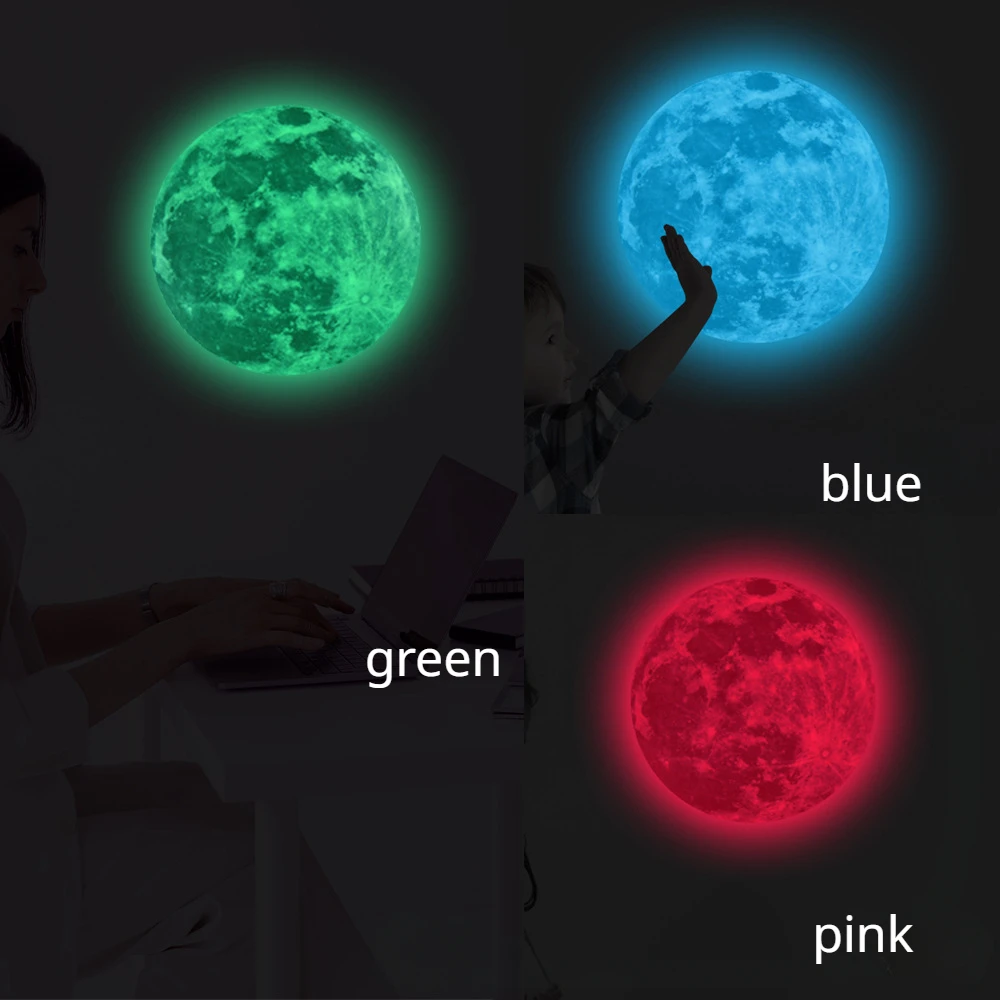 PVC-5-30cm-Aesthetic-3D-Luminous-Moon-Wall-Sticker-Glow-in-The-Dark ...
