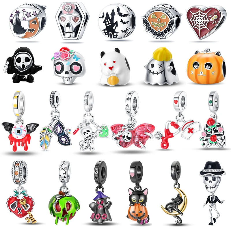 Halloween-Glow-Color-Changing-Skeleton-Ghost-Cucurbit-Charm-Beads-Fit ...