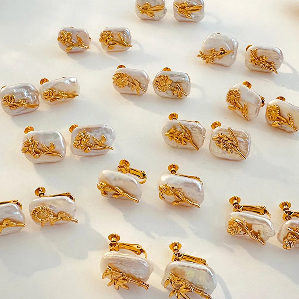 Irregular-Natural-Pearl-Stud-Earrings-12-Meses-Flor-Nascimento-Earclip ...