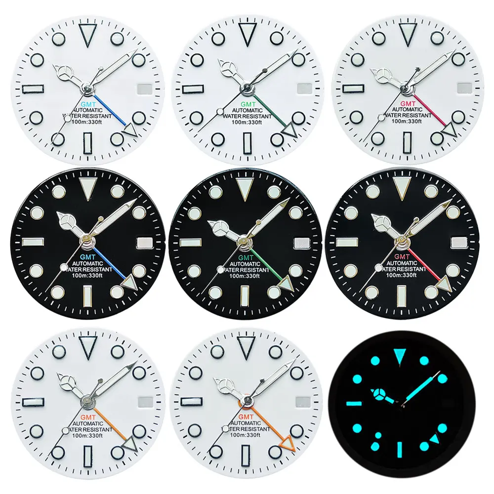 28-5mm-GMT-Watch-Dial-No-Logo-Watches-Hands-Set-Fit-NH34-NH34A-Black ...