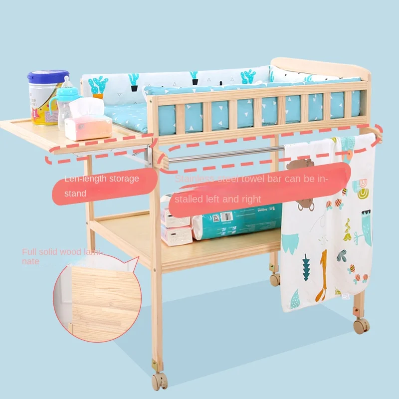 Solid wood multifunctional baby massage touch diaper table practical ...