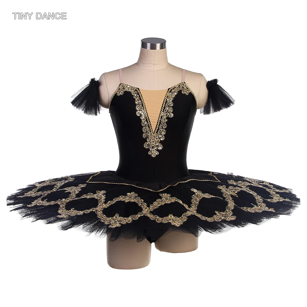 7-Layers-Pleated-Tulle-Pancake-Tutus-Black-Spandex-Bodice-Professional ...