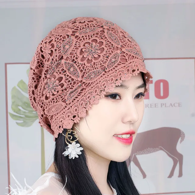 Knitted Ladies Head Scarf Hat Summer Breathable Thin Hollow Toe Cap ...