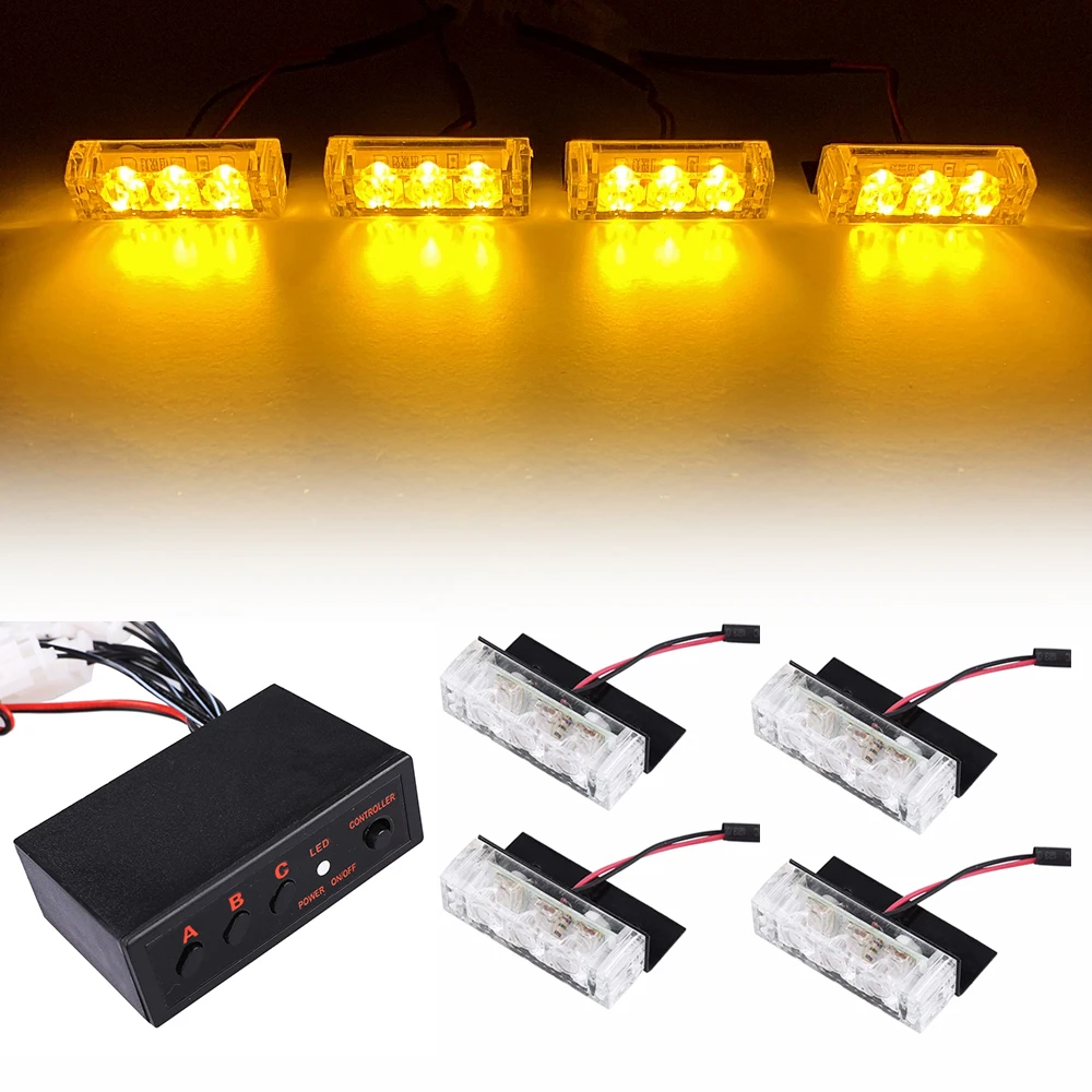 12V-Car-Grille-Strobe-Light-Head-LED-Mini-Flash-lamp-Daytime-running ...