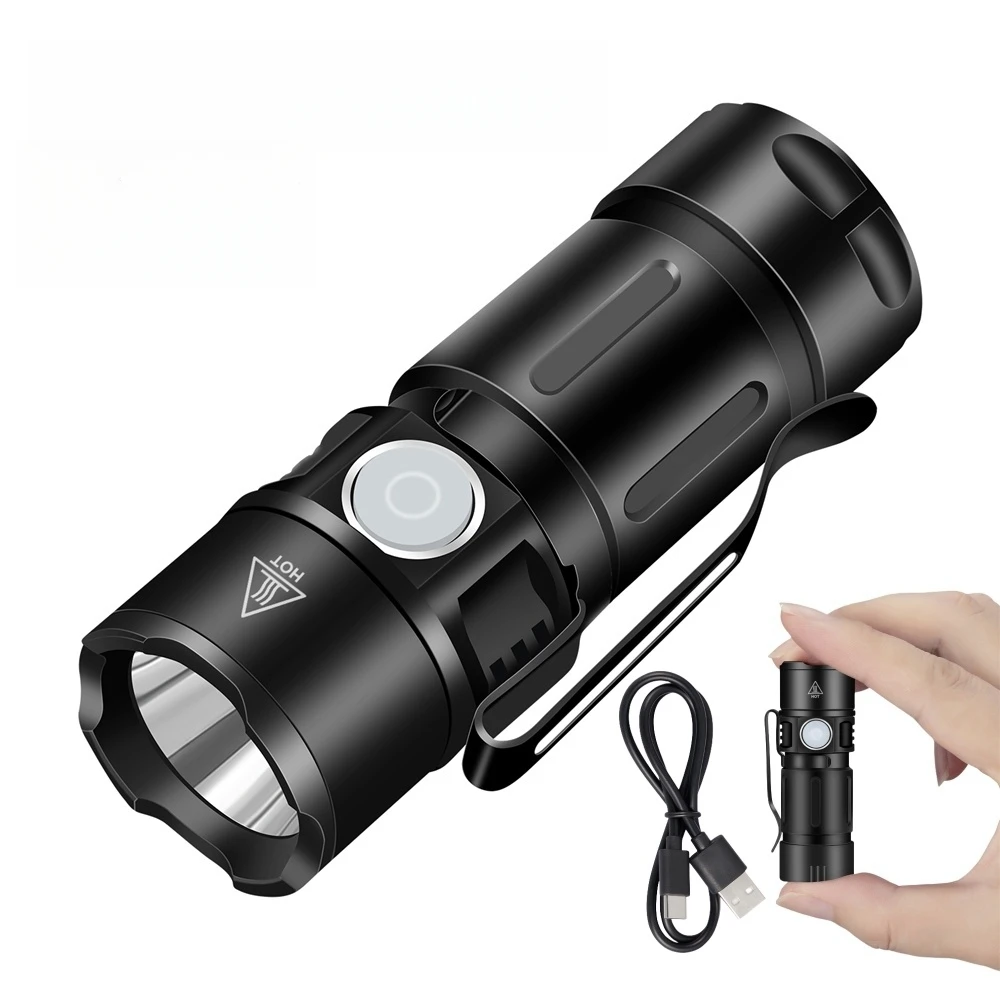 New Magnetic Mini Flashlight USB Charging Pen Buckle Portable Fixed ...