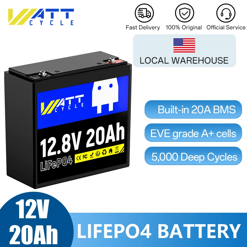 WattCycle-12V-20Ah-LiFePO4-Battery-EVE-grade-A-Cells-Deep-Cycles-IP65 ...