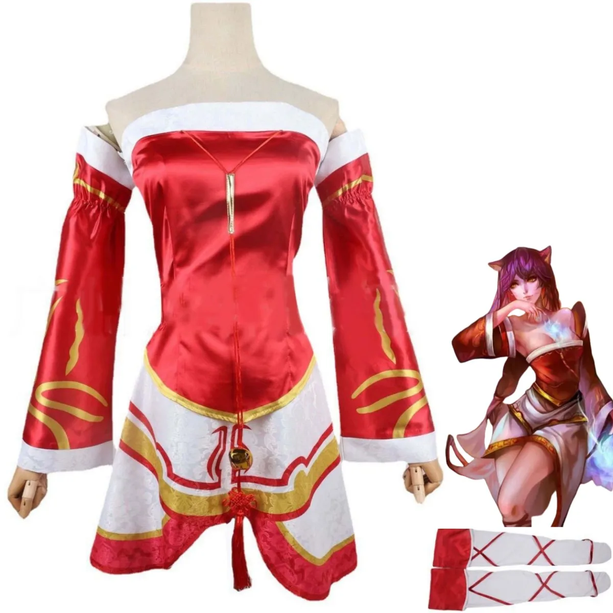 Anime Game LOL Ahri The Nine Tailed Fox Cosplay Costume Classic Skin ...