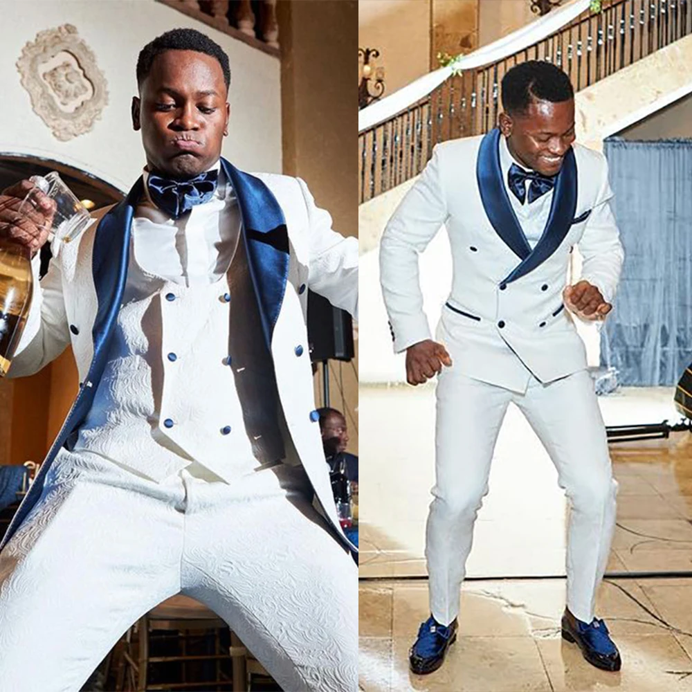 White Unique Men Suits With Three Pieces Vest And Jacket Pants Custom Made Designer Success Wedding Party Formal Occasion AliExpress