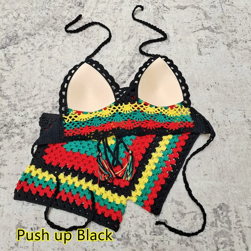 Crochet Push Up Halter Tankini