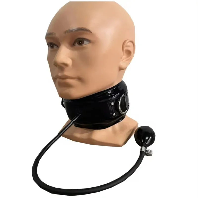 1.0MM Black Latex Neck Corset Collar Hood Inflatable Neck Corset with ...