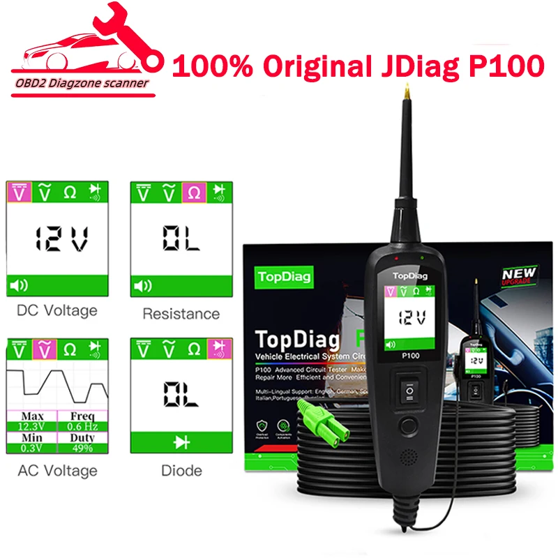 Original-JDiag-P100-Car-Electrical-Circuit-Tester-12V24V-Topdiag-P100 ...